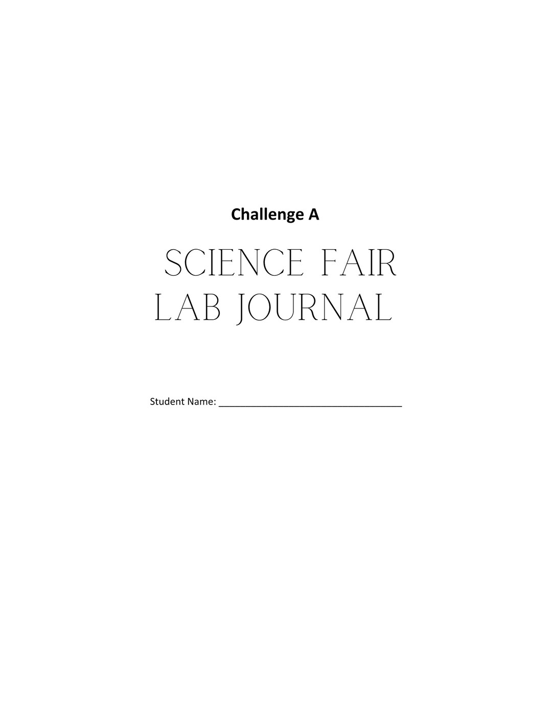 Challenge A Student Lab Workbook for Science Fair - Etsy