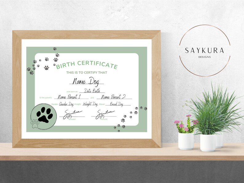 Birth Certificate Puppy, Printable Birth Certificate, Dog Birth ...