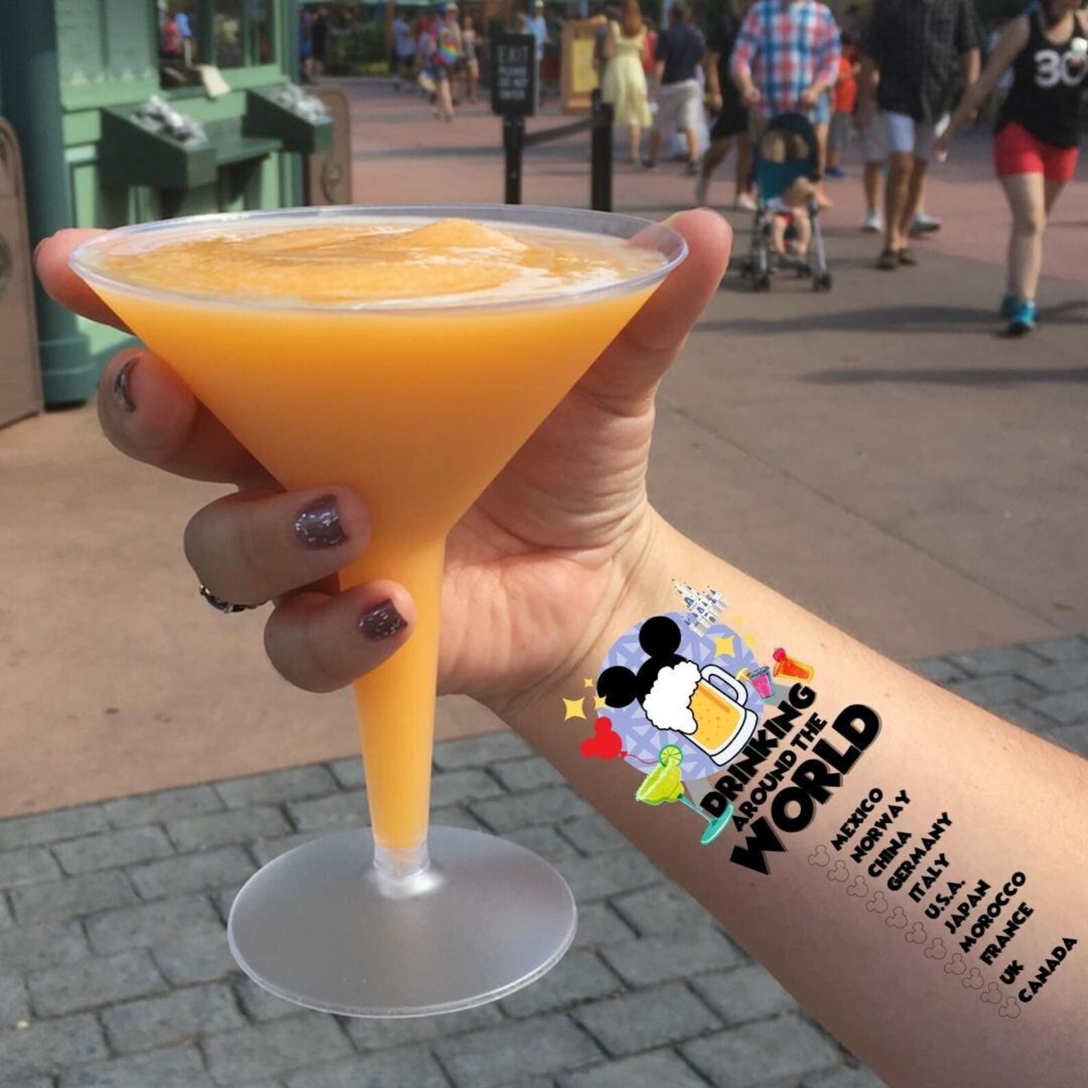 Epcot Drinking Around the World Temporary Tattoo: Checklist Tour - Etsy