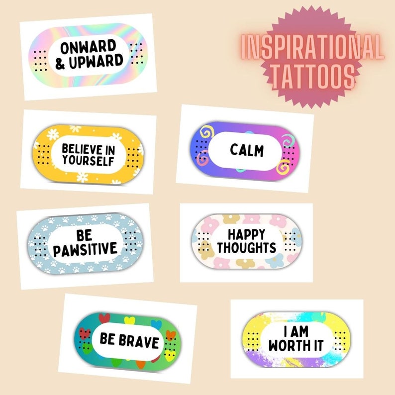 Positive Affirmation Temporary Tattoos: Mental Health Self-care (12 per Pack) - Etsy