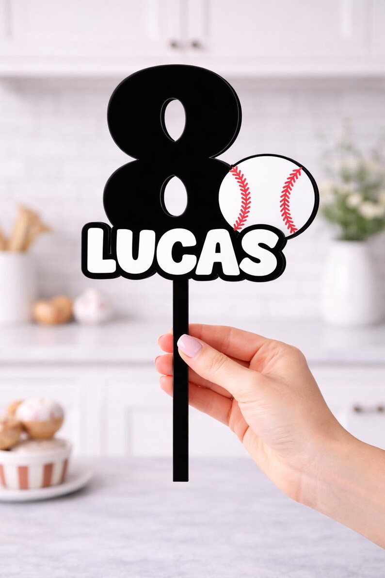 Personalized 3D Printed Baseball Cake Topper, Name and Age, Baseball ...