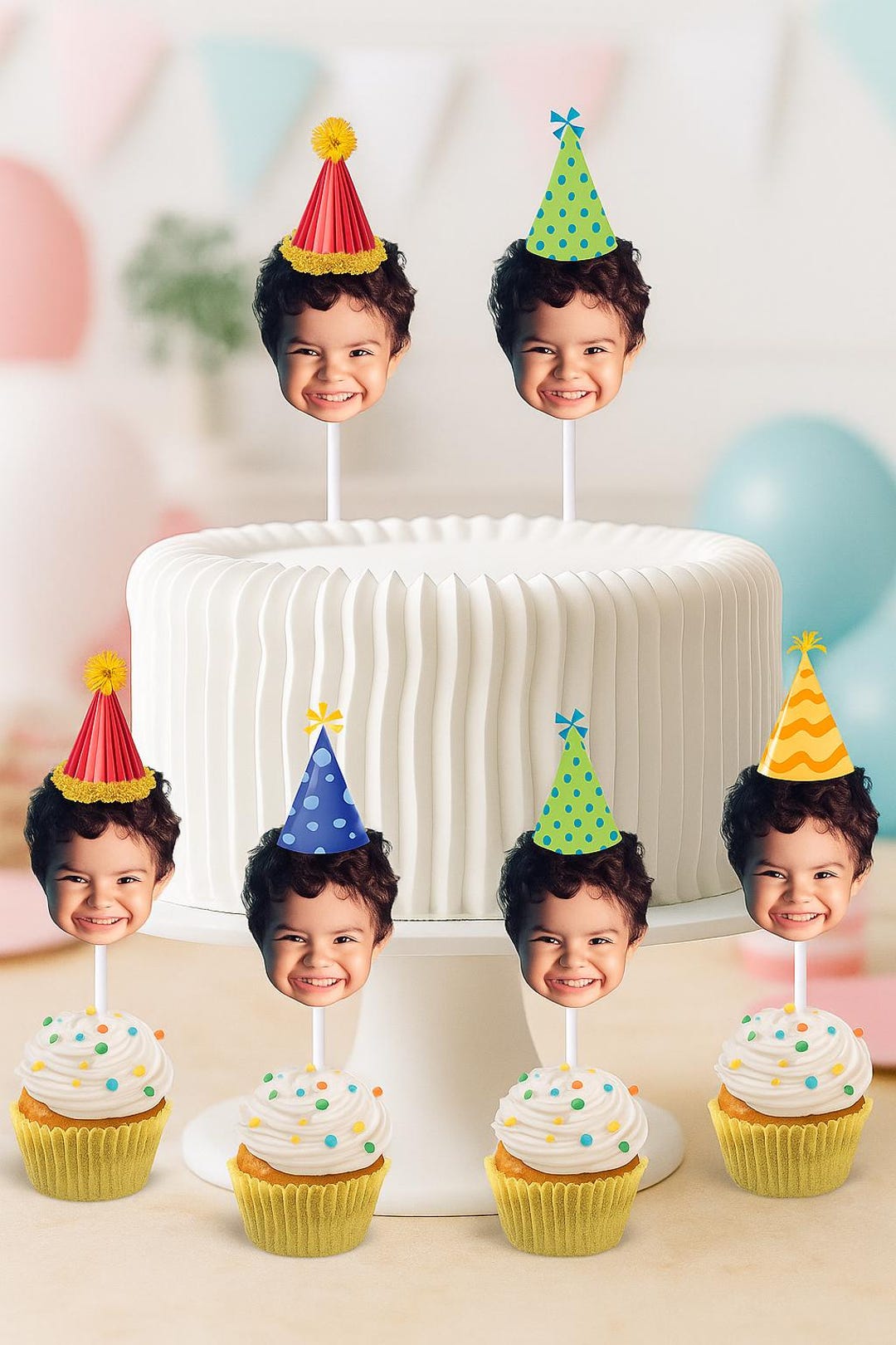 Custom Photo Cupcake Toppers, Fun Face Cut-out Topper, Set of 20 - Etsy