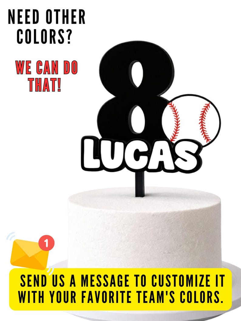 Personalized 3D Printed Baseball Cake Topper, Name and Age, Baseball ...