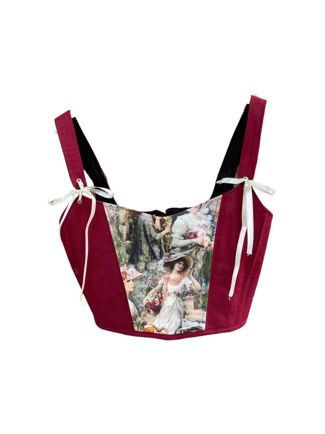 Red Romantic Vintage Boho Corset - Etsy