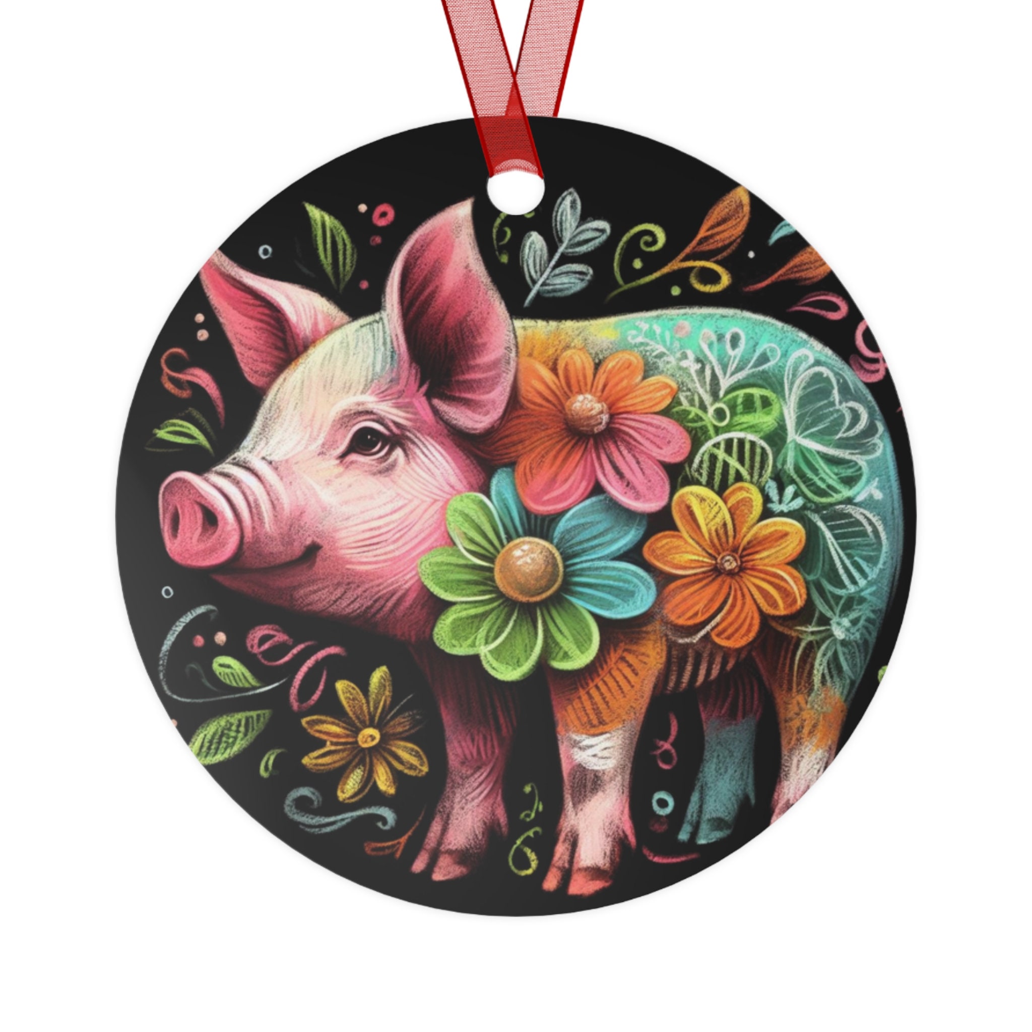 Hippy Pig Original Chalk Art Personalized Ornament - Etsy