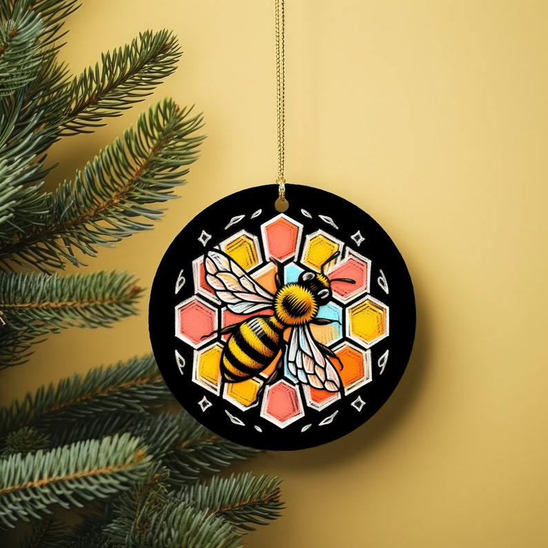 Bee on Honeycomb Original Chalk Art Personalized Ornament - Etsy