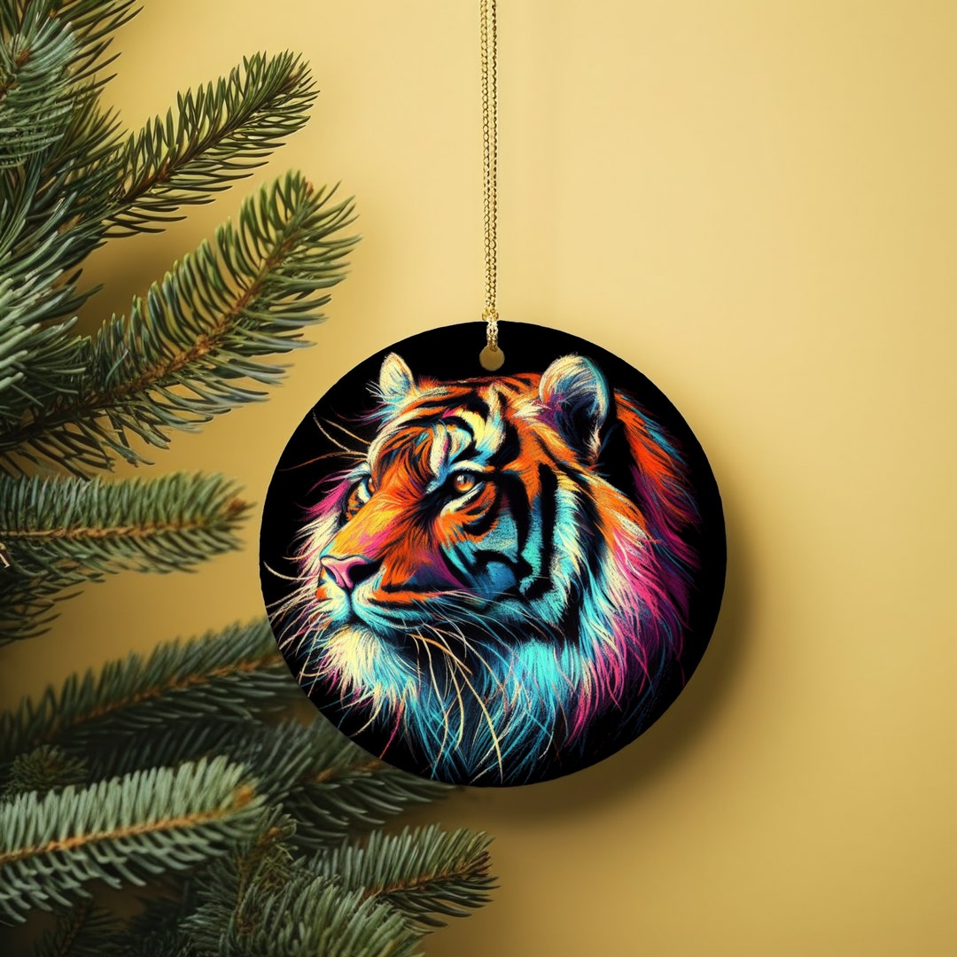 Brave Tiger Original Chalk Art Personalized Ornament - Etsy