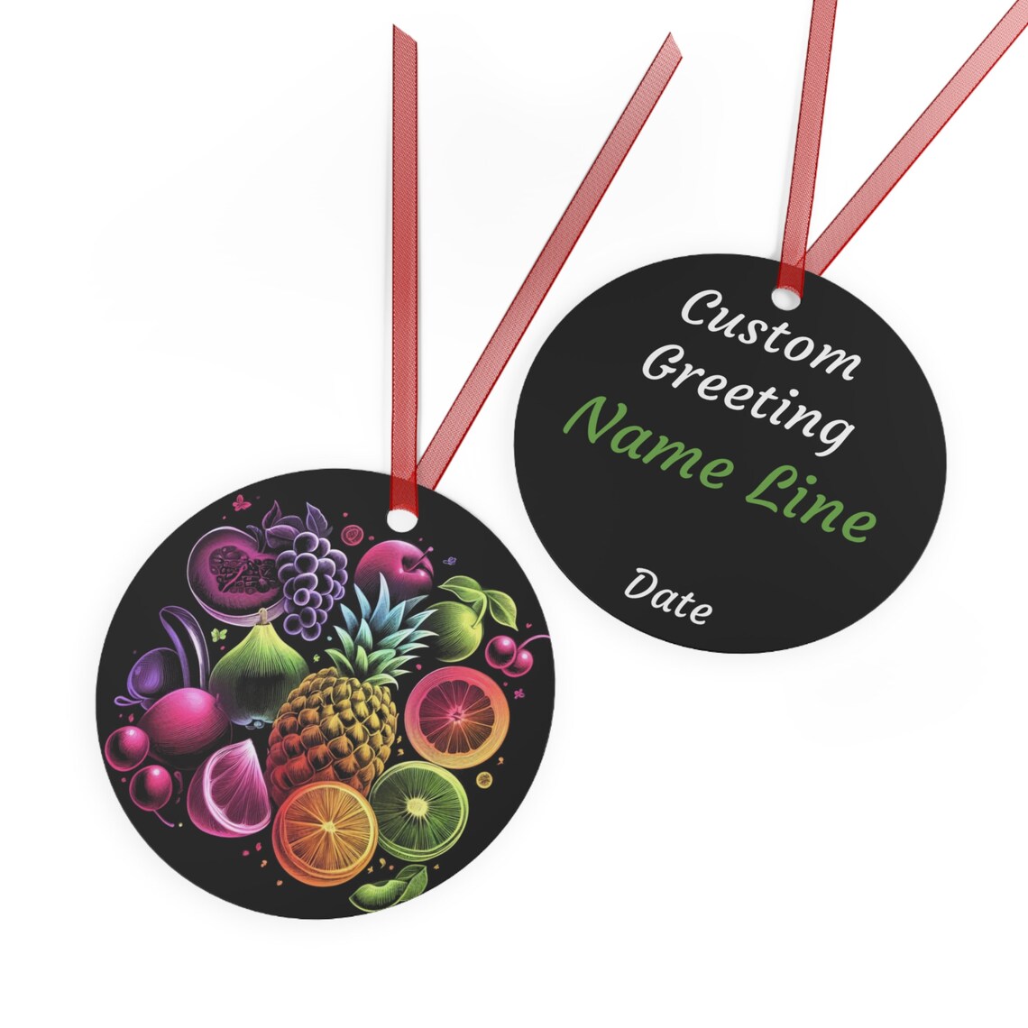 Rainbow Fruit Original Chalk Art Personalized Ornament - Etsy