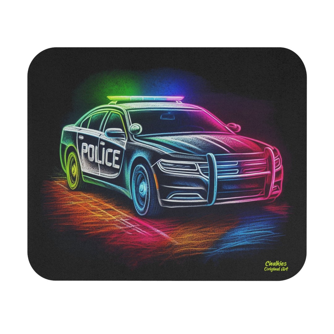 Police Car Chalk Art Mouse Pad - Etsy