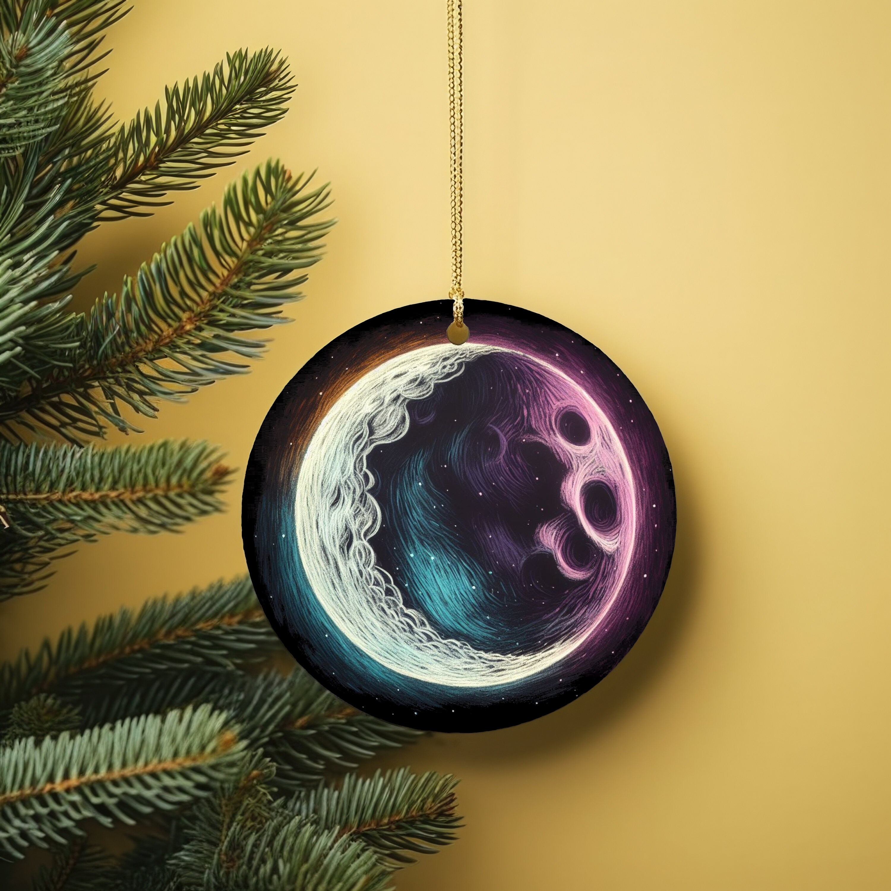 The Moon Original Chalk Art Personalized Ornament - Etsy