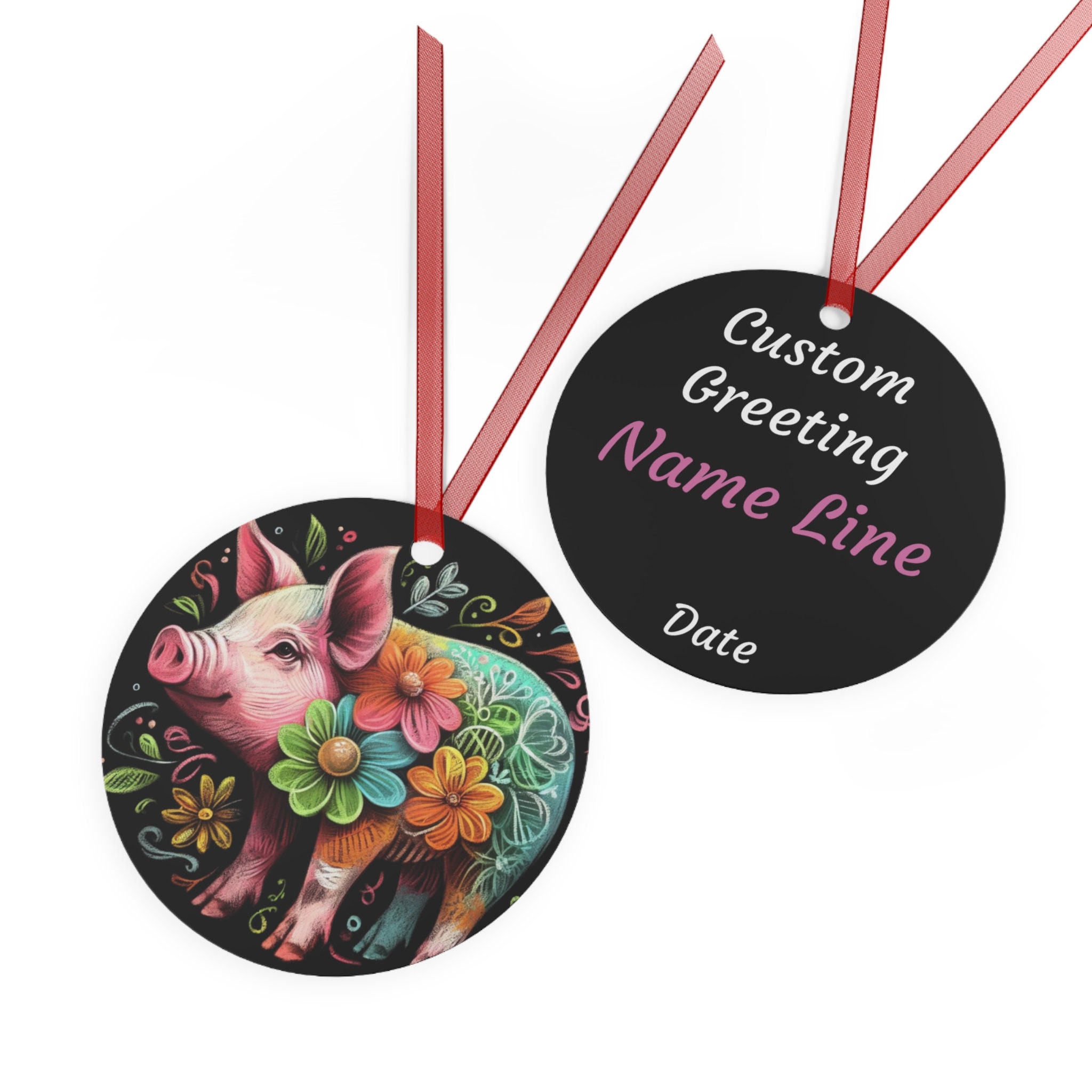 Hippy Pig Original Chalk Art Personalized Ornament - Etsy