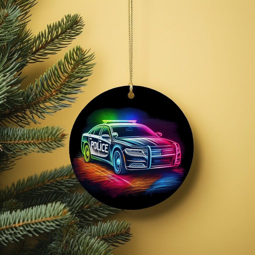 Rainbow Police Car Original Chalk Art Personalized Ornament - Etsy