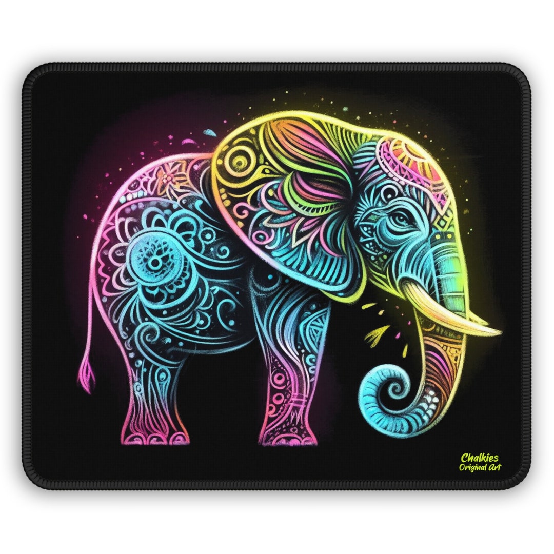 Decorated Elephant Chalk Art Gaming Mouse Pad - Etsy