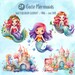 Mermaid Clipart Bundle Watercolor Cute Mermaid Clipart Png Sea Life ...