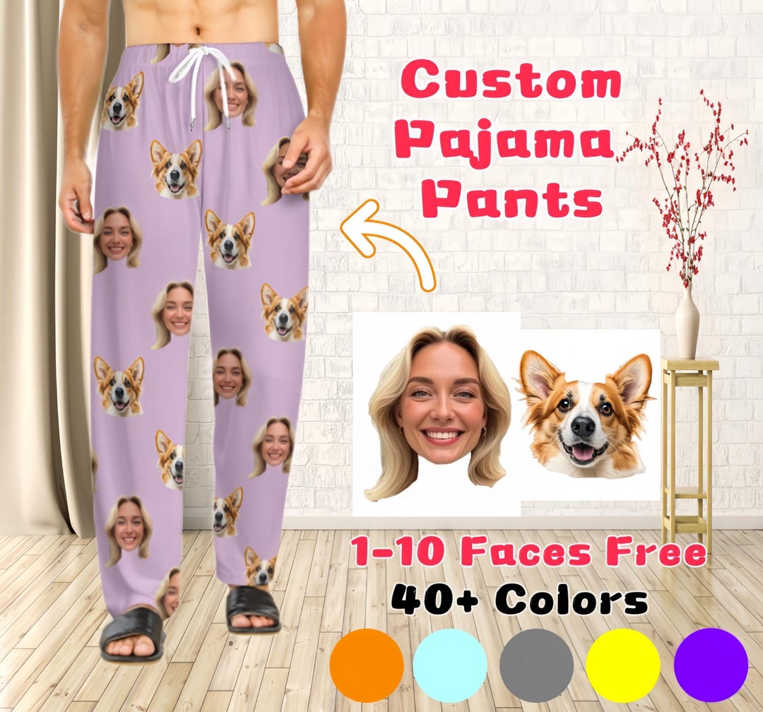 Custom Pajama Pants, Custom Face Pajama Pants for Women Men ...