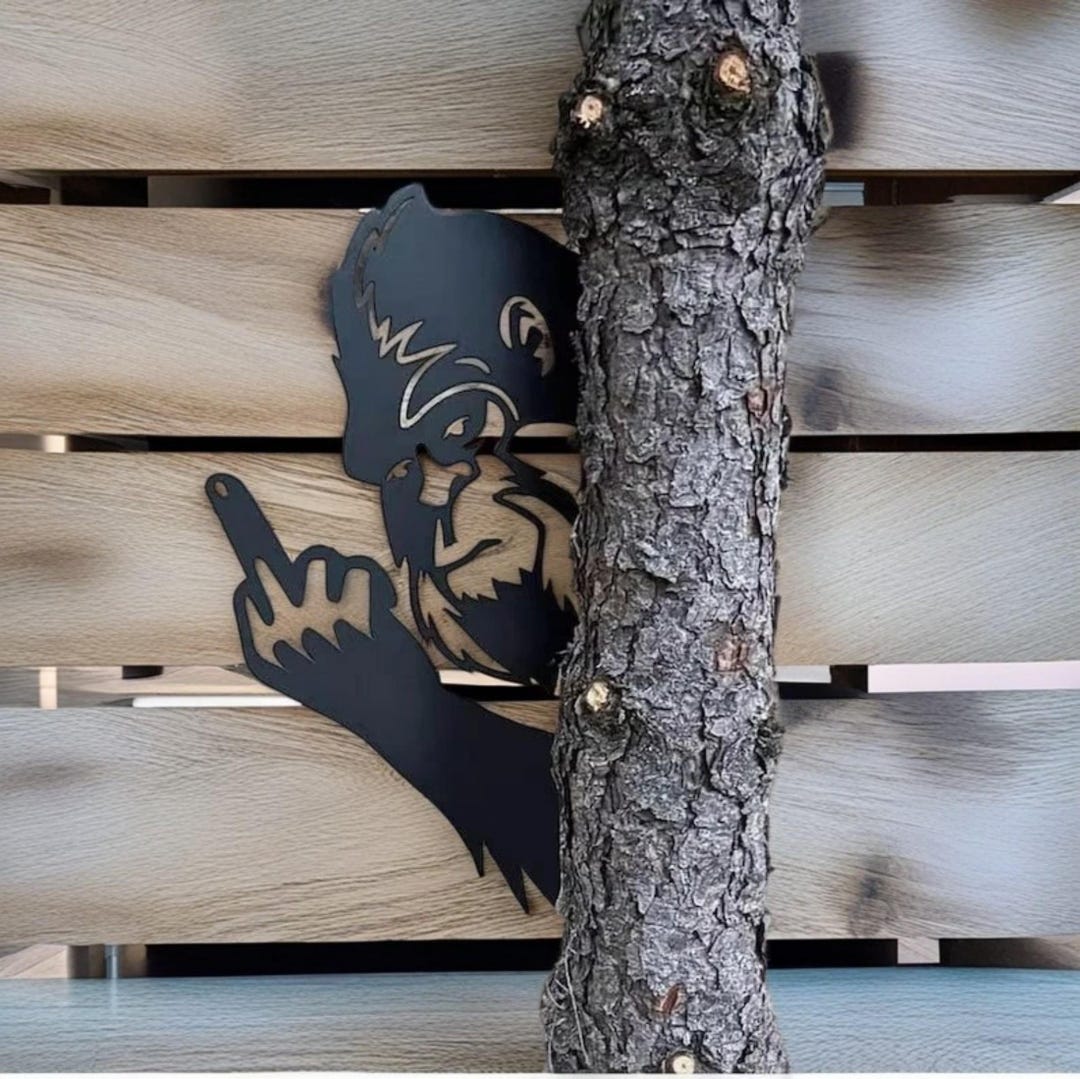 Peek-a-boo Flipping off Bigfoot Metal Sign – Flipping the Bird Edition ...