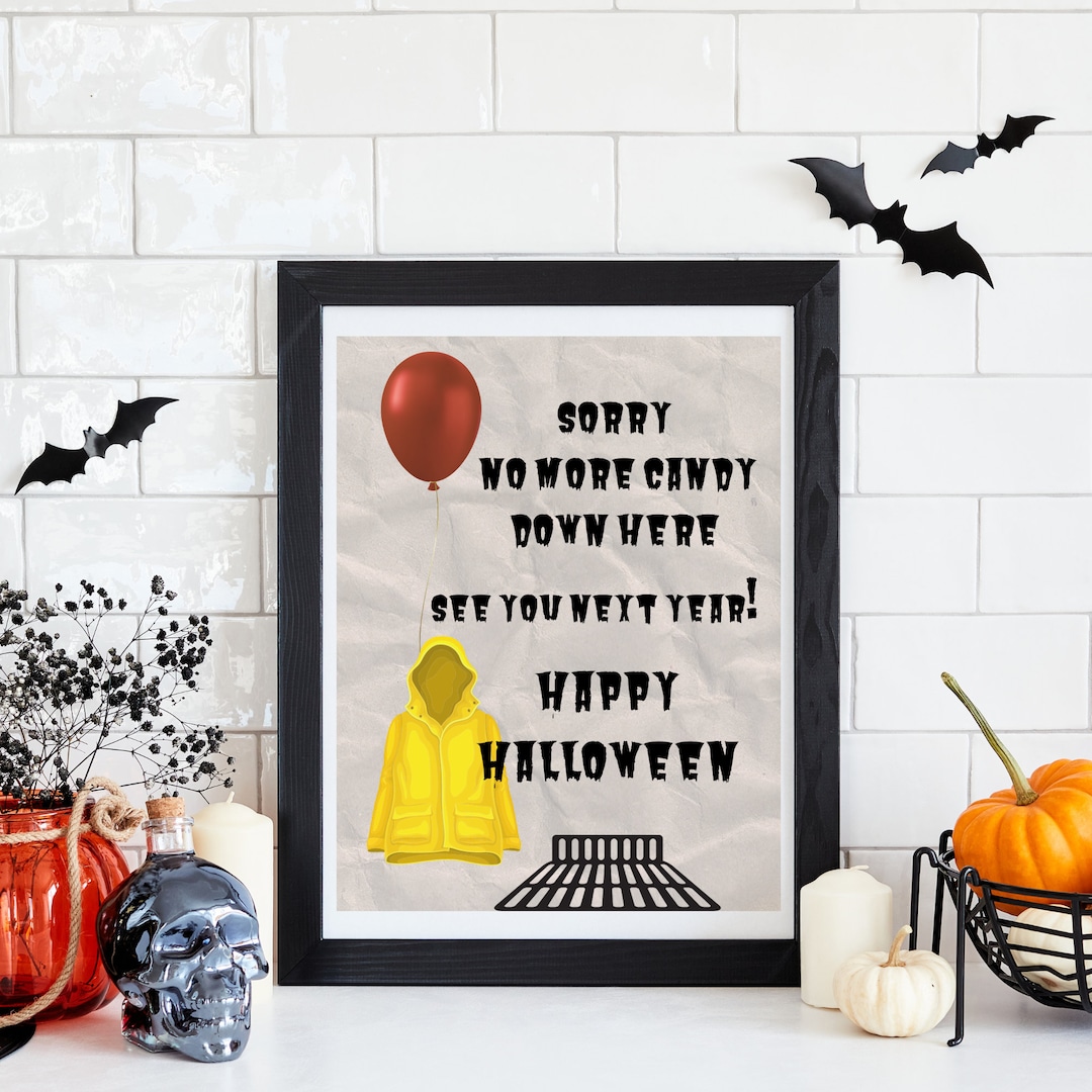 IT No Candy Sign, Trick or Treat, Printable Halloween Sign, Candy Bowl ...