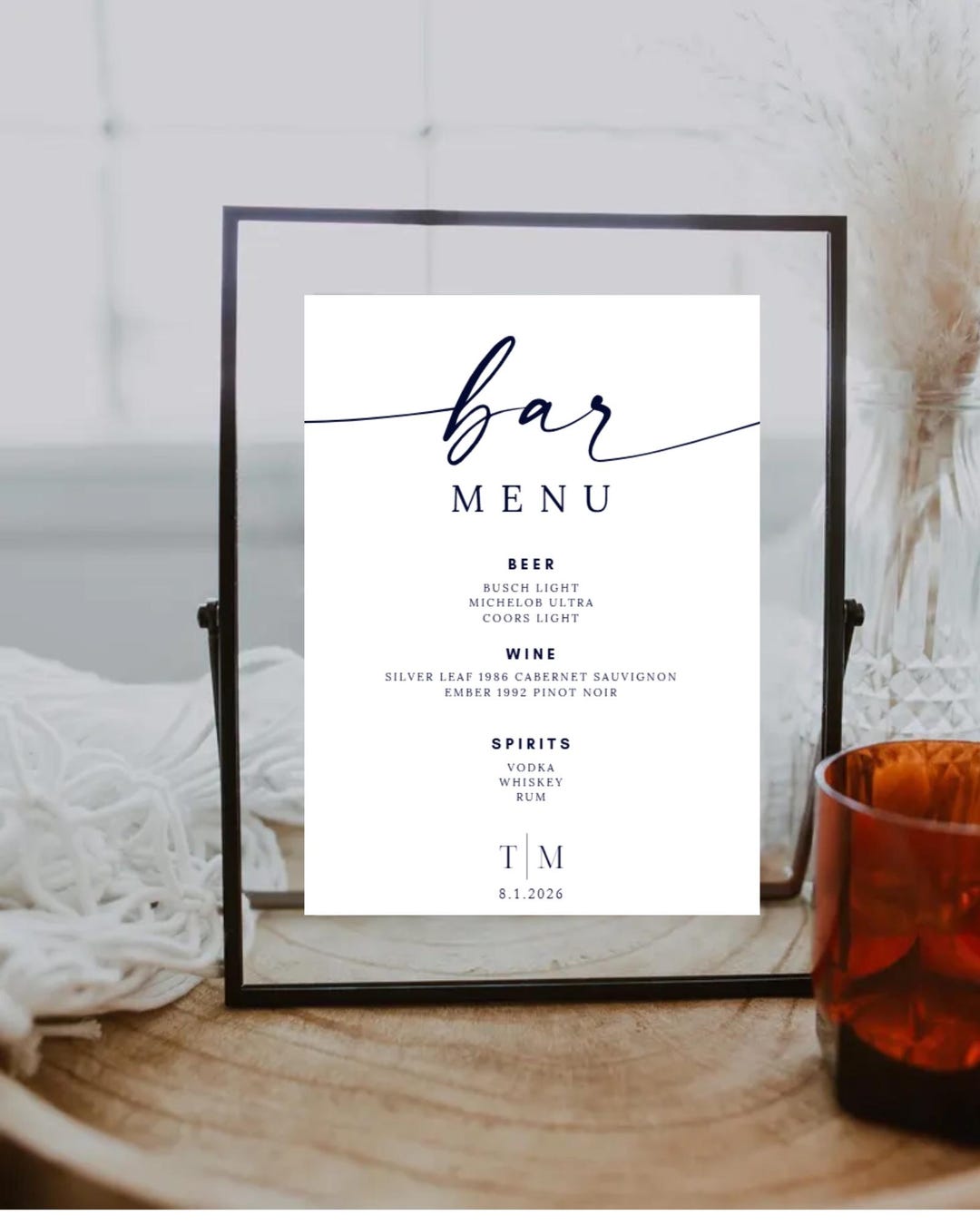 Bar Menu Template, Modern Editable Drink Menu - Etsy