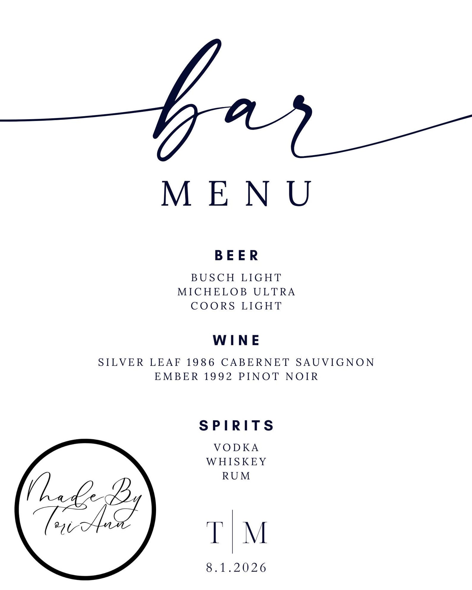 Bar Menu Template, Modern Editable Drink Menu - Etsy