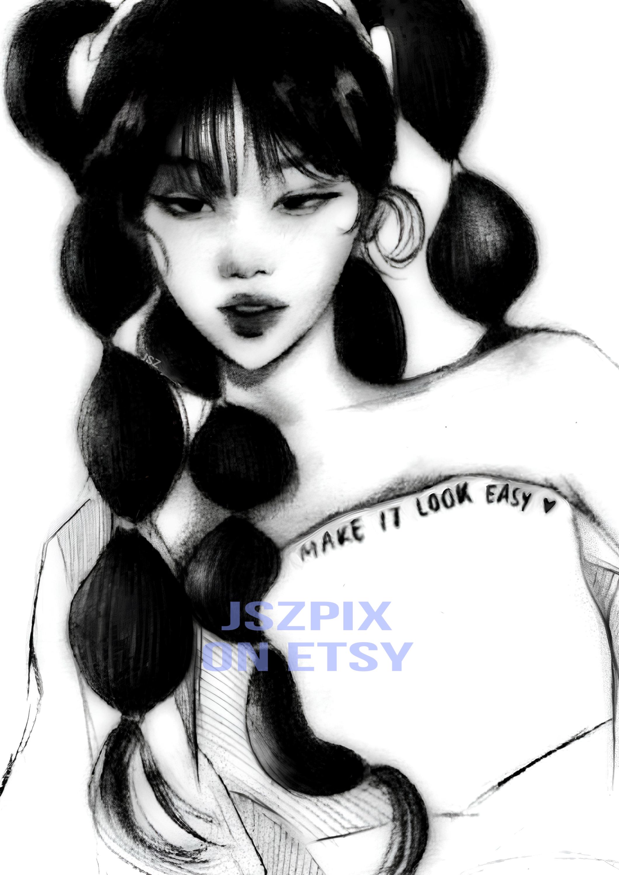 Le Sserafim Chaewon Sketch Art Print | Lesserafim Kpop Wall Decor - Etsy
