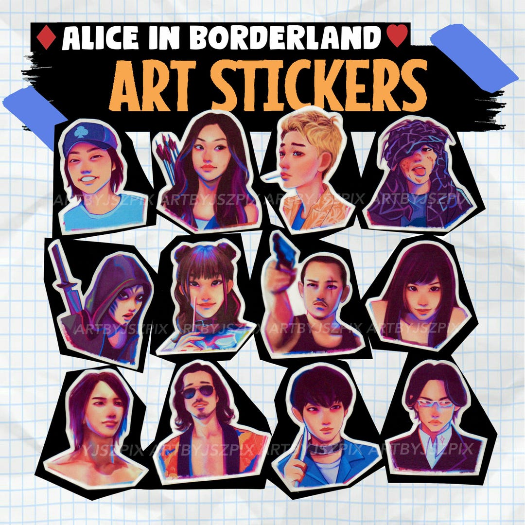 Alice in Borderland Art Stickers | Karube Heiya Aguni Hatter Mira ...