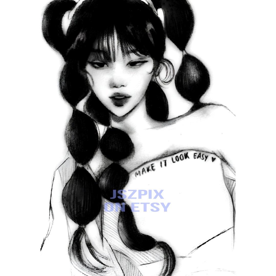 Le Sserafim Chaewon Sketch Art Print Lesserafim Kpop Wall Decor Etsy