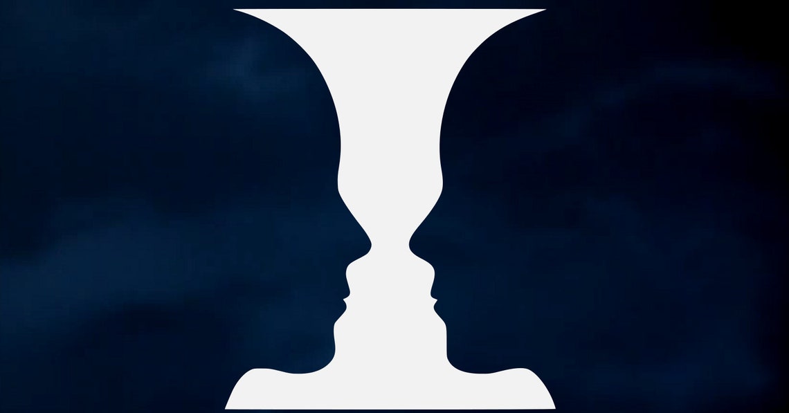 Vase Faces Optical Illusion Wall Decal Quotes DIY Self-adhesive Sticker ...