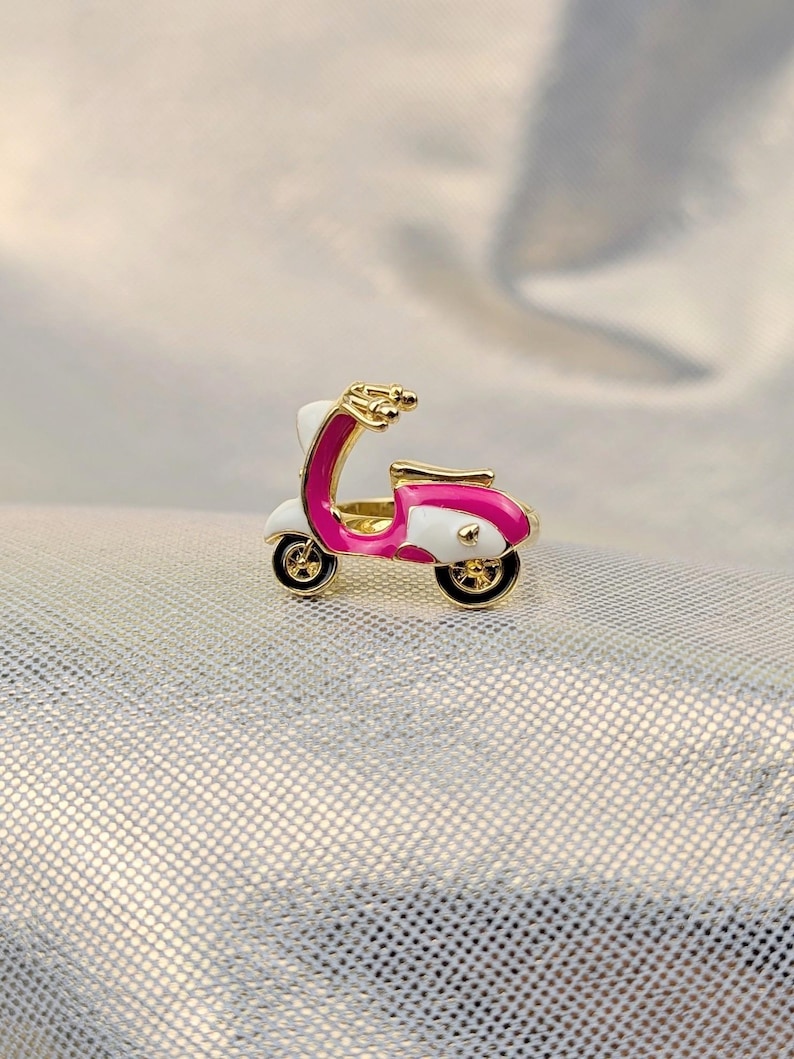 Ring Adjustable Retro Vintage Style Scooter Moto Jewelry Gift Pink - Etsy