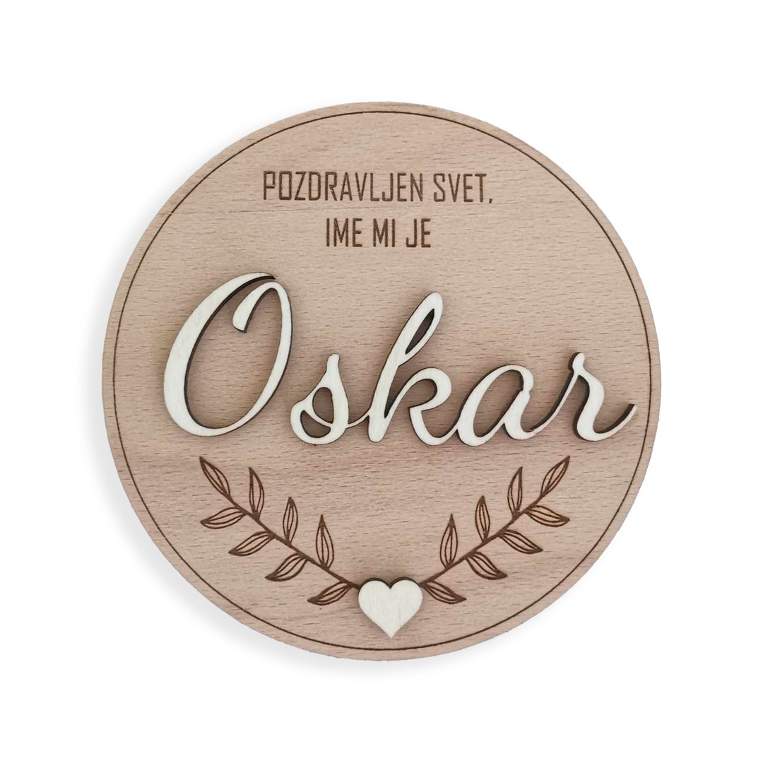 Custom Wooden Baby Name Sign - Hello World My Name is - Personalized ...