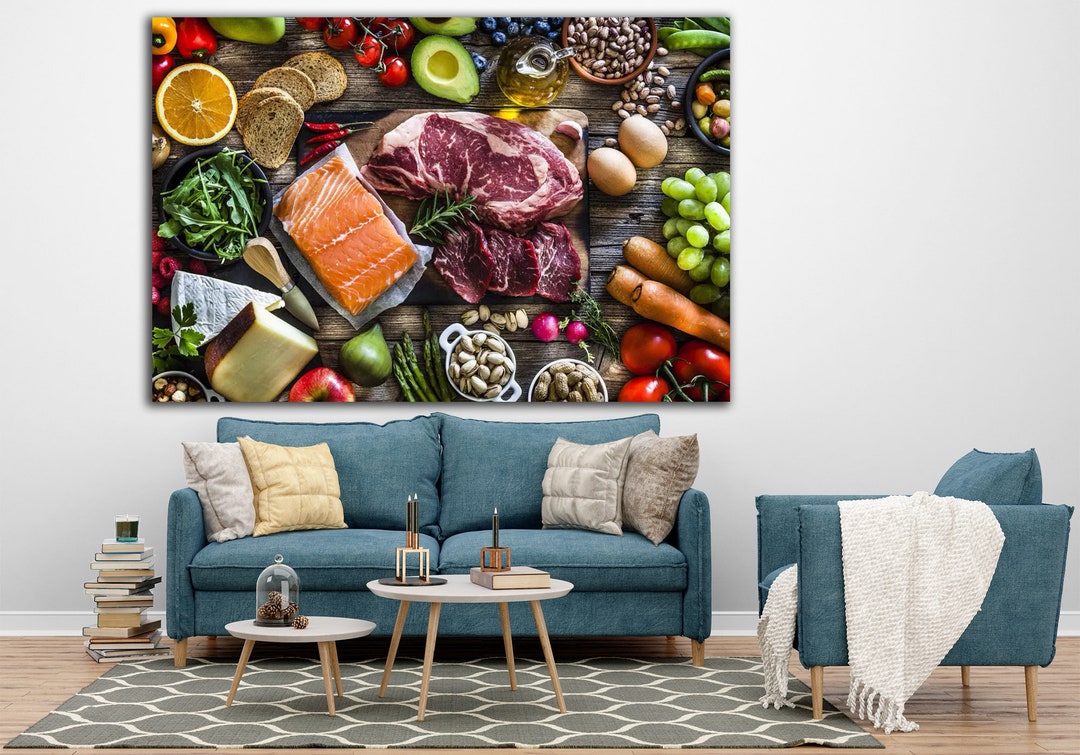 Meat Wall Art Meat Spices Restaurant Decor Canvas Print Kitchen Decor ...