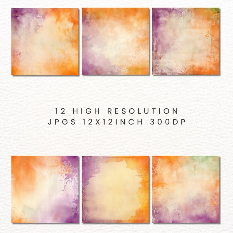 Watercolor Halloween, Purple Orange Digital Paper, Printable ...