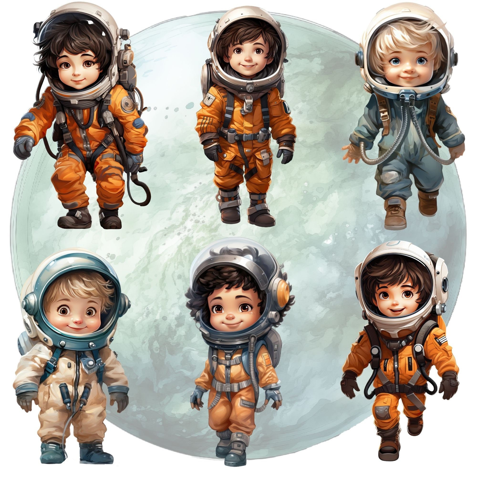 Cute Outer Space Clipart With Little Astronauts and Spaceships ...