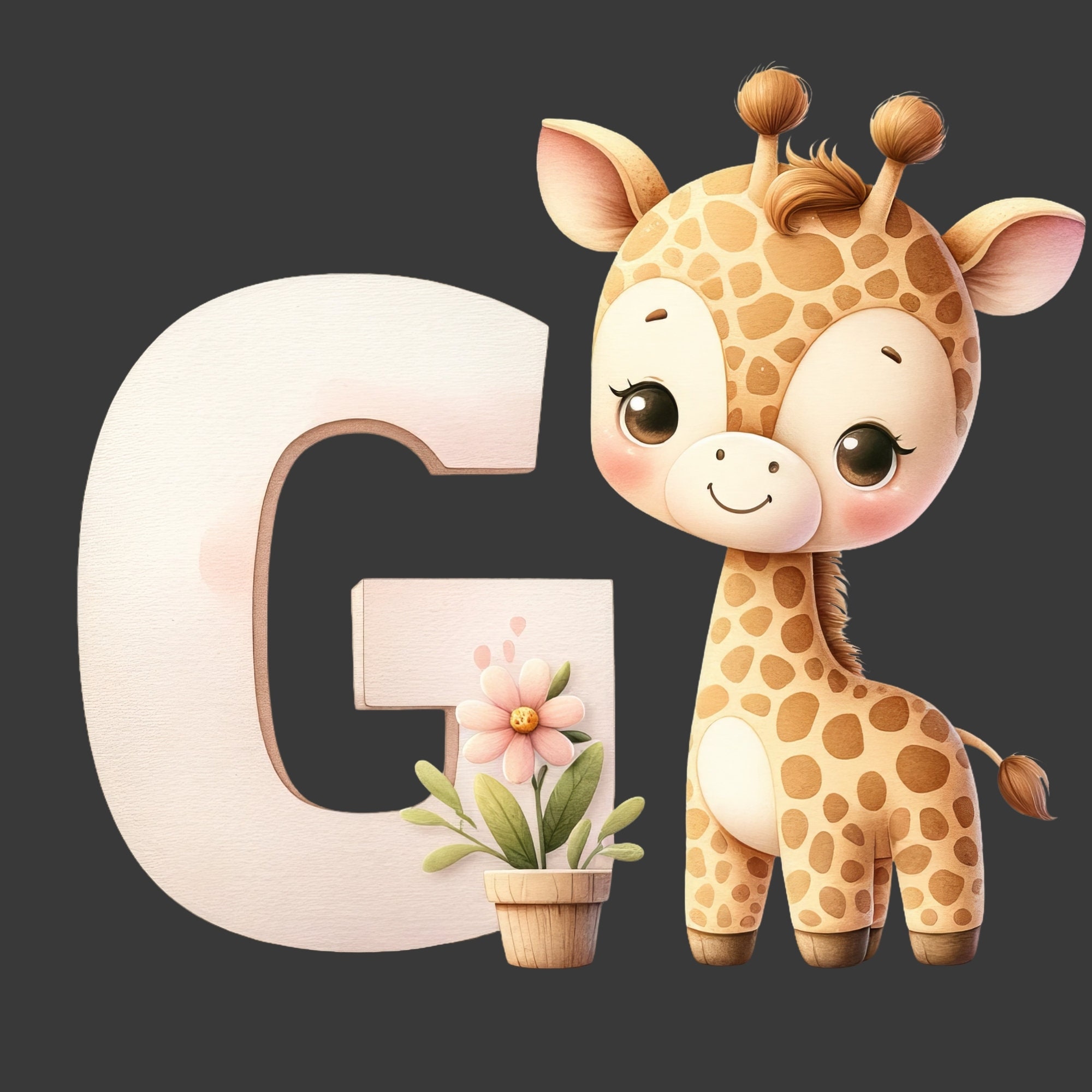 Giraffe Alphabet Clipart, Baby Boy Girl Shower Gift, Yellow Nursery ...