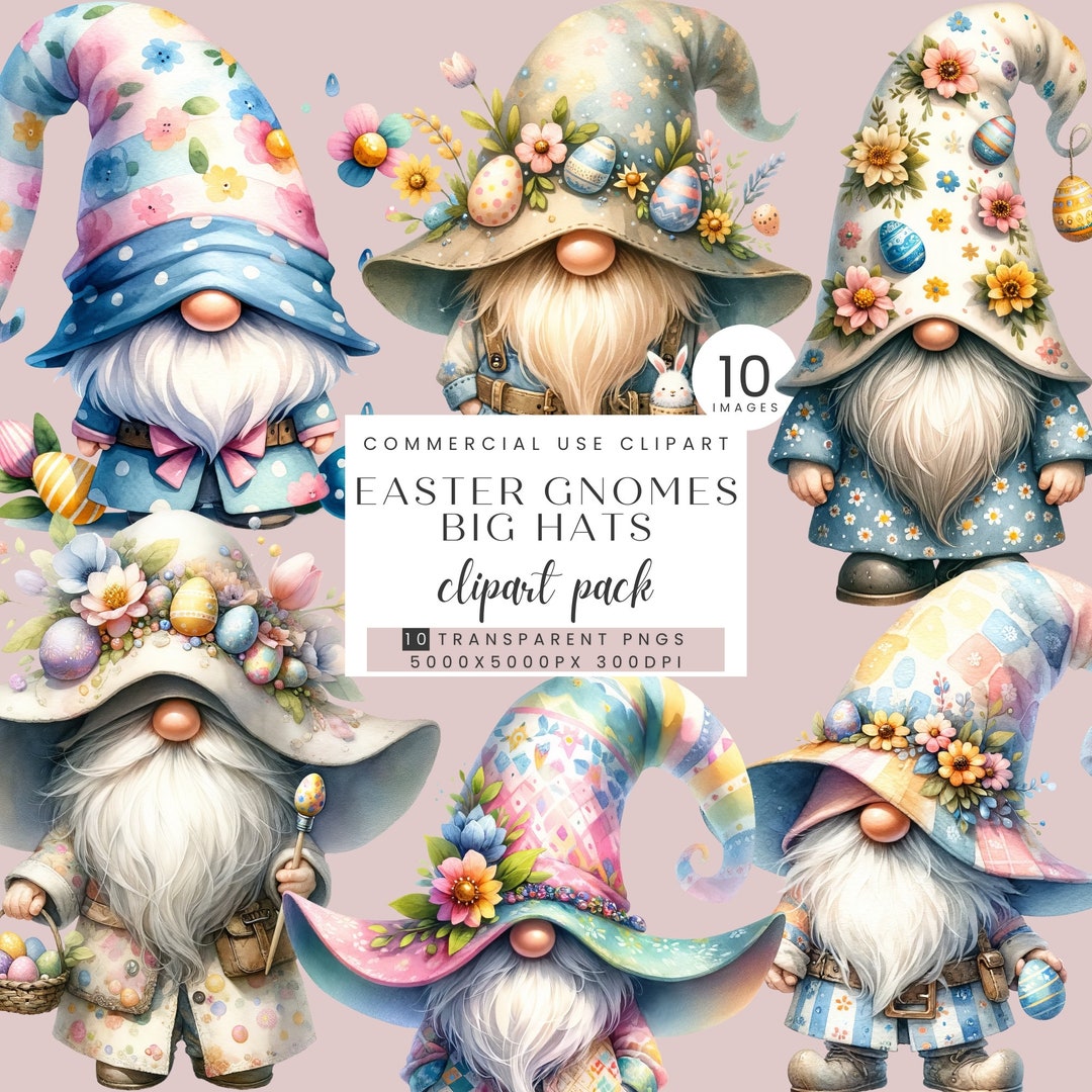 Easter Gnome Clipart Bundle, Gnomes Png, Eggs and Flowers Garden Spring ...