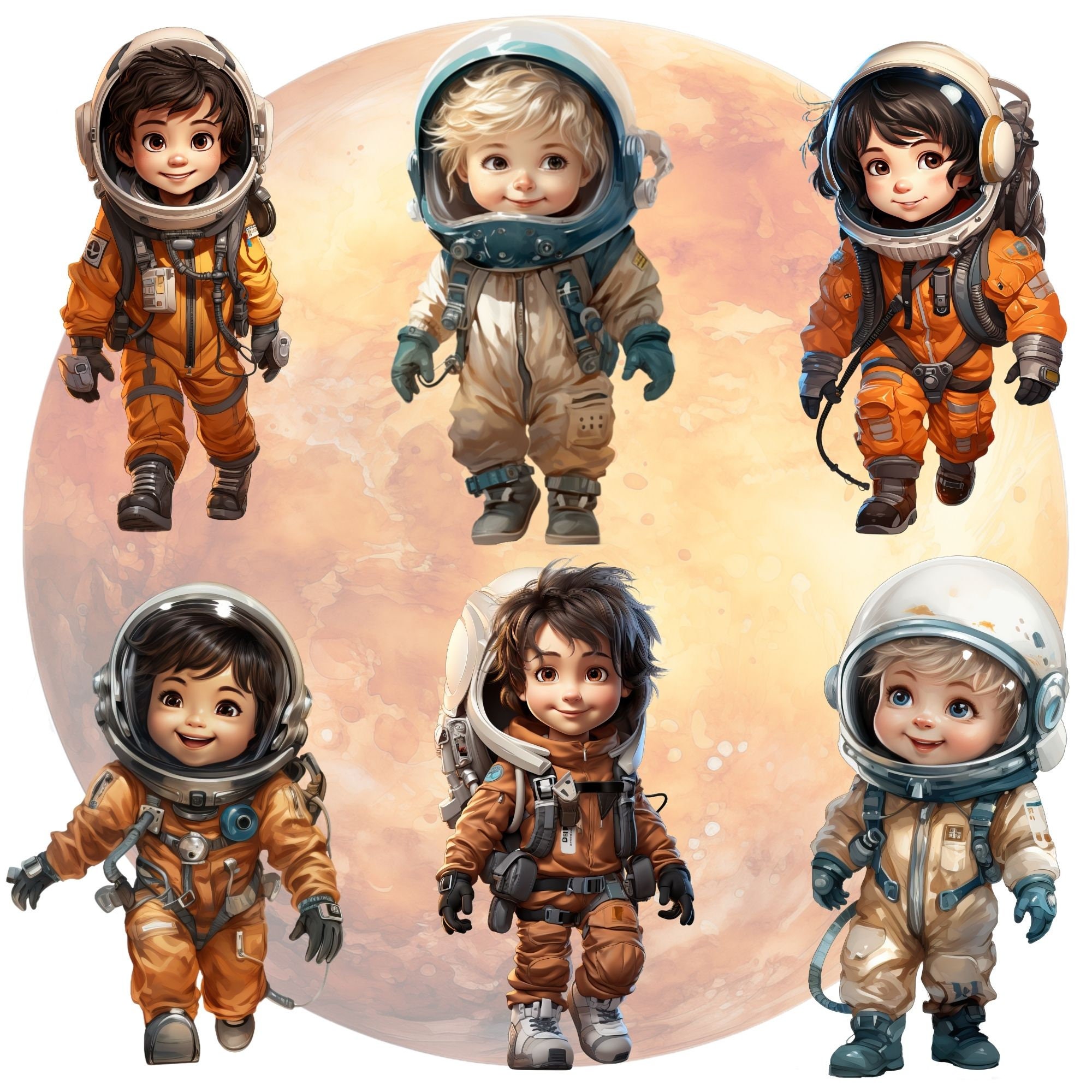 Cute Outer Space Clipart With Little Astronauts and Spaceships ...
