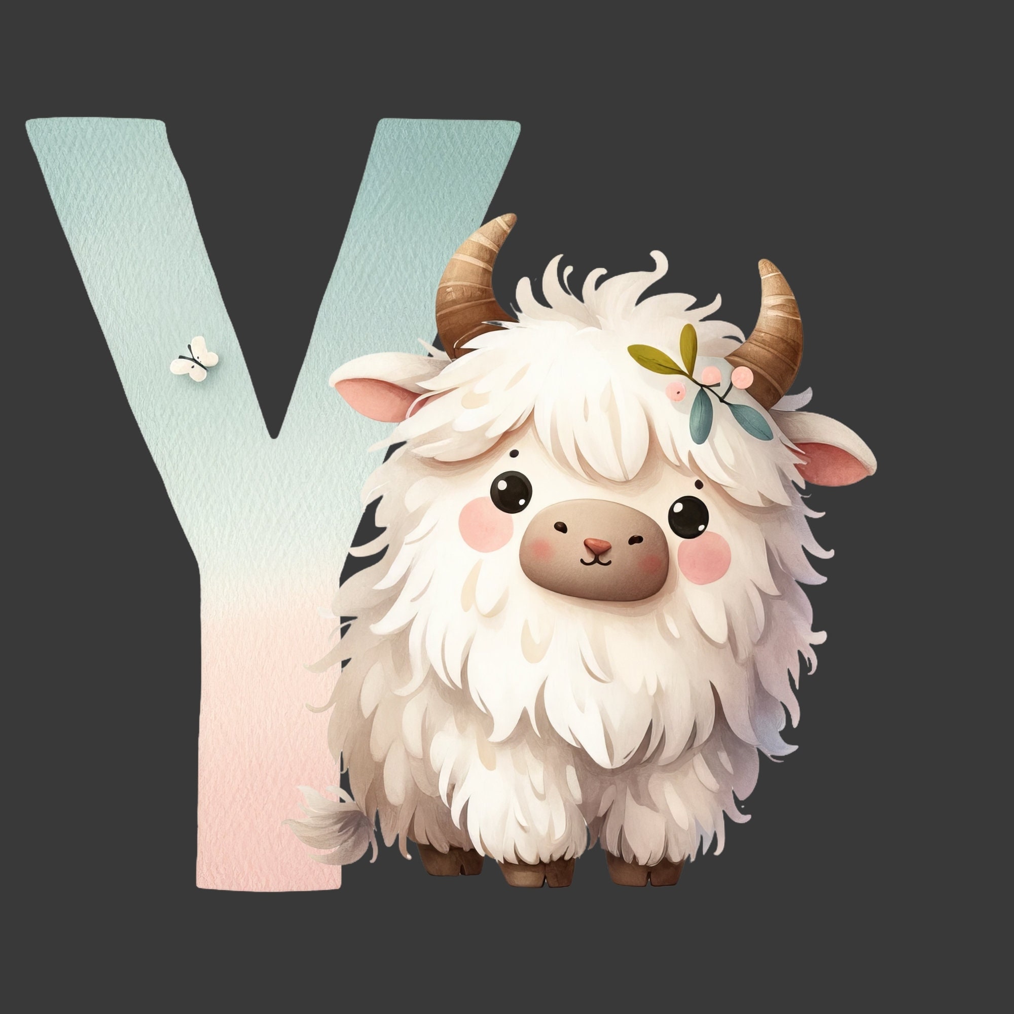 Yak Alphabet Clipart, Baby Boy Girl Blue Shower Gift, Nursery Child ...