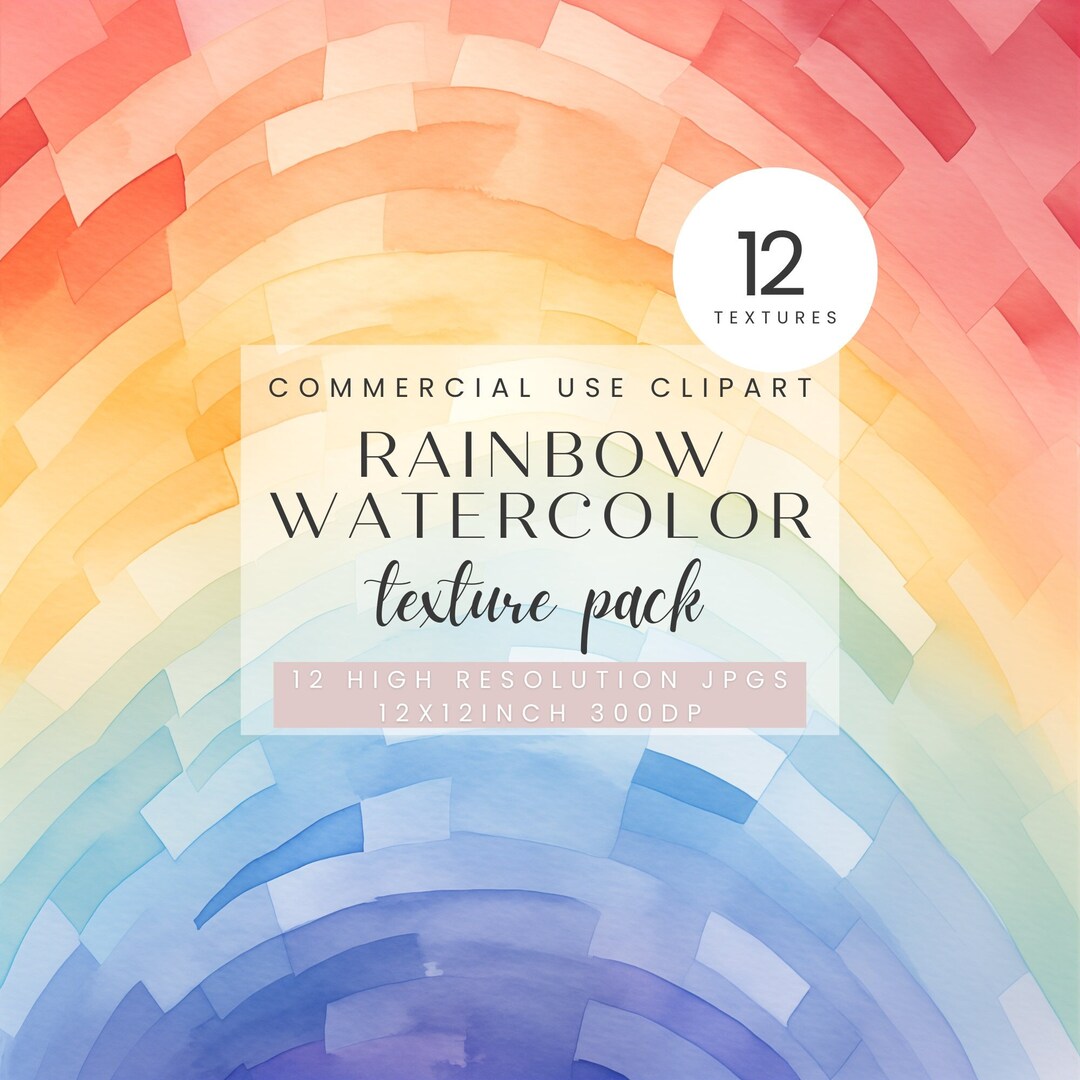 Rainbow Texture Pack, Rainbow Colors Watercolor, Jpeg, Commercial Use ...