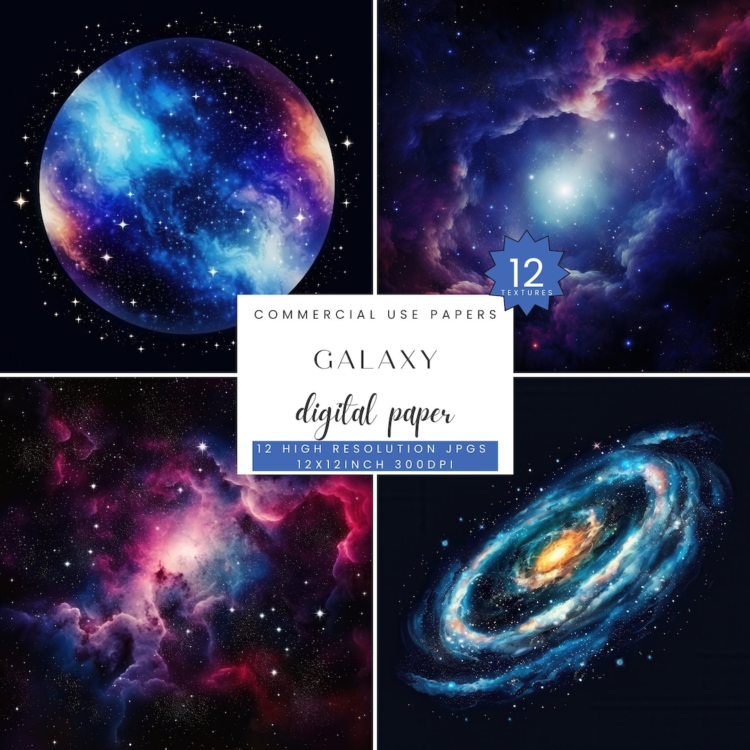 Galaxy, Digital Paper, Art Pack Starry Night Printable Scrapbooking ...