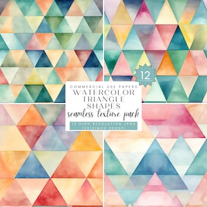 Watercolor Triangle Shapes Digital JPG, Seamless Triangles Pattern ...