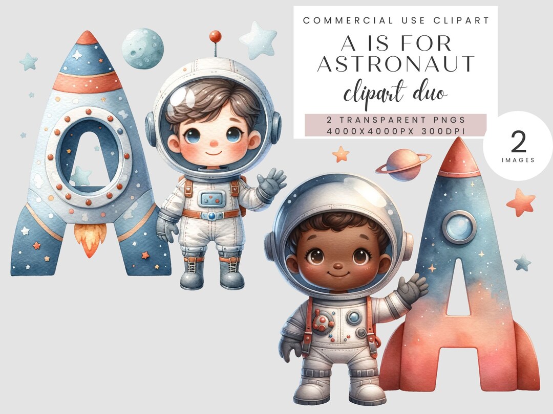 Alphabet Print Little Astronaut Space Ship Nursery Art Kids Room Decor ...