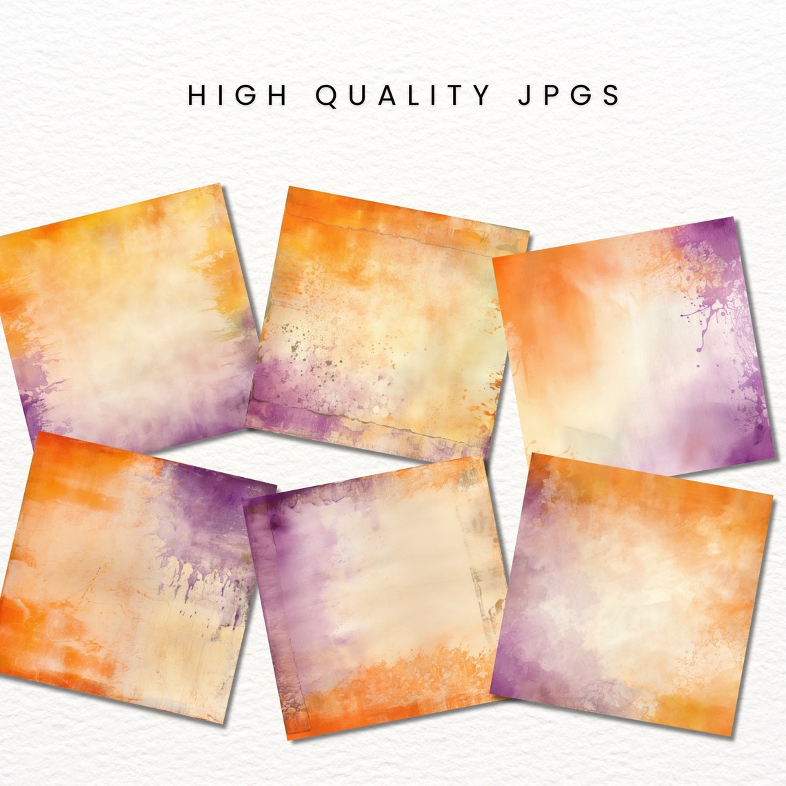 Watercolor Halloween, Purple Orange Digital Paper, Printable ...