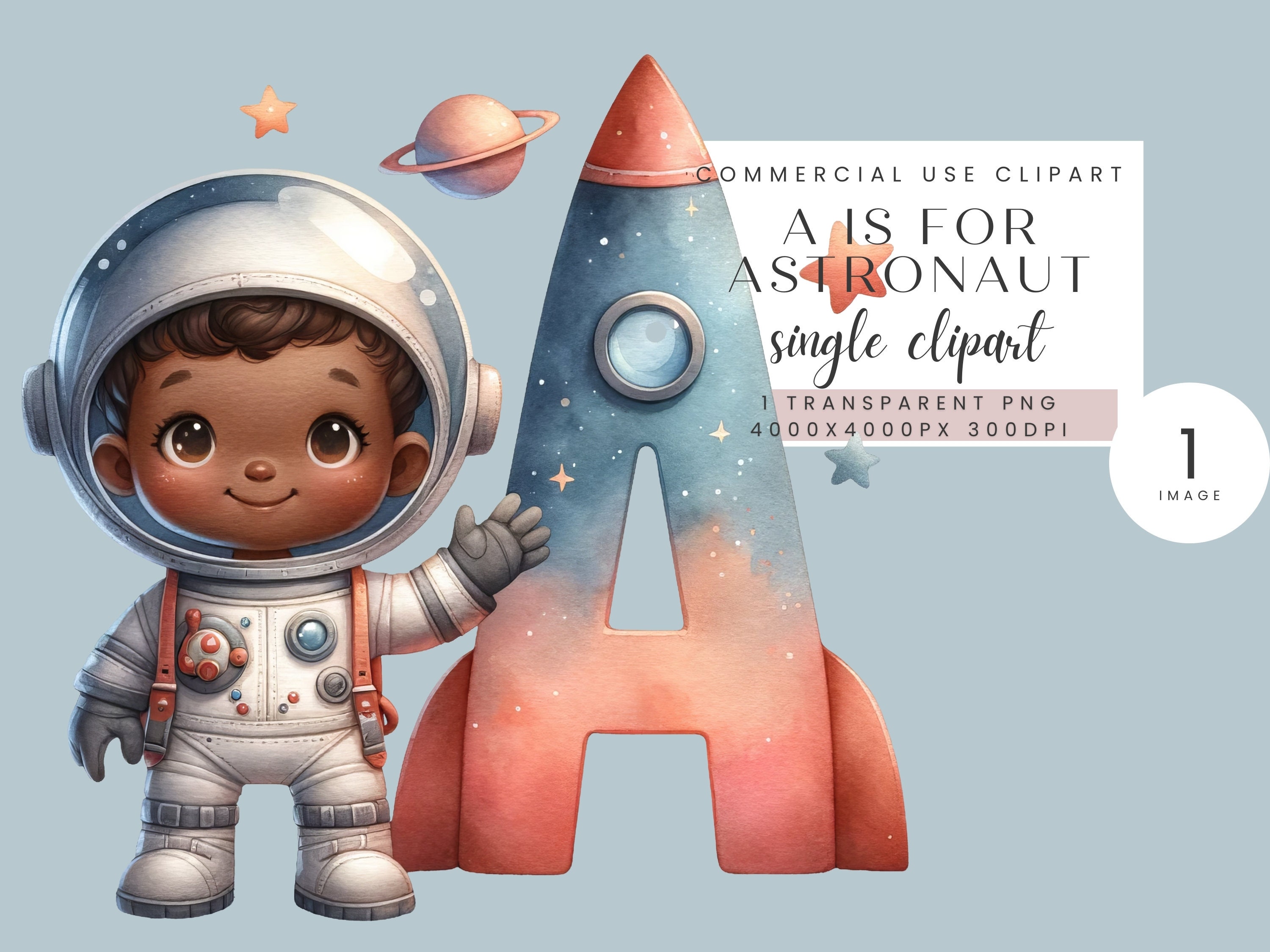 Alphabet Print Little Astronaut Space Ship Baby Shower Gift Nursery Art ...