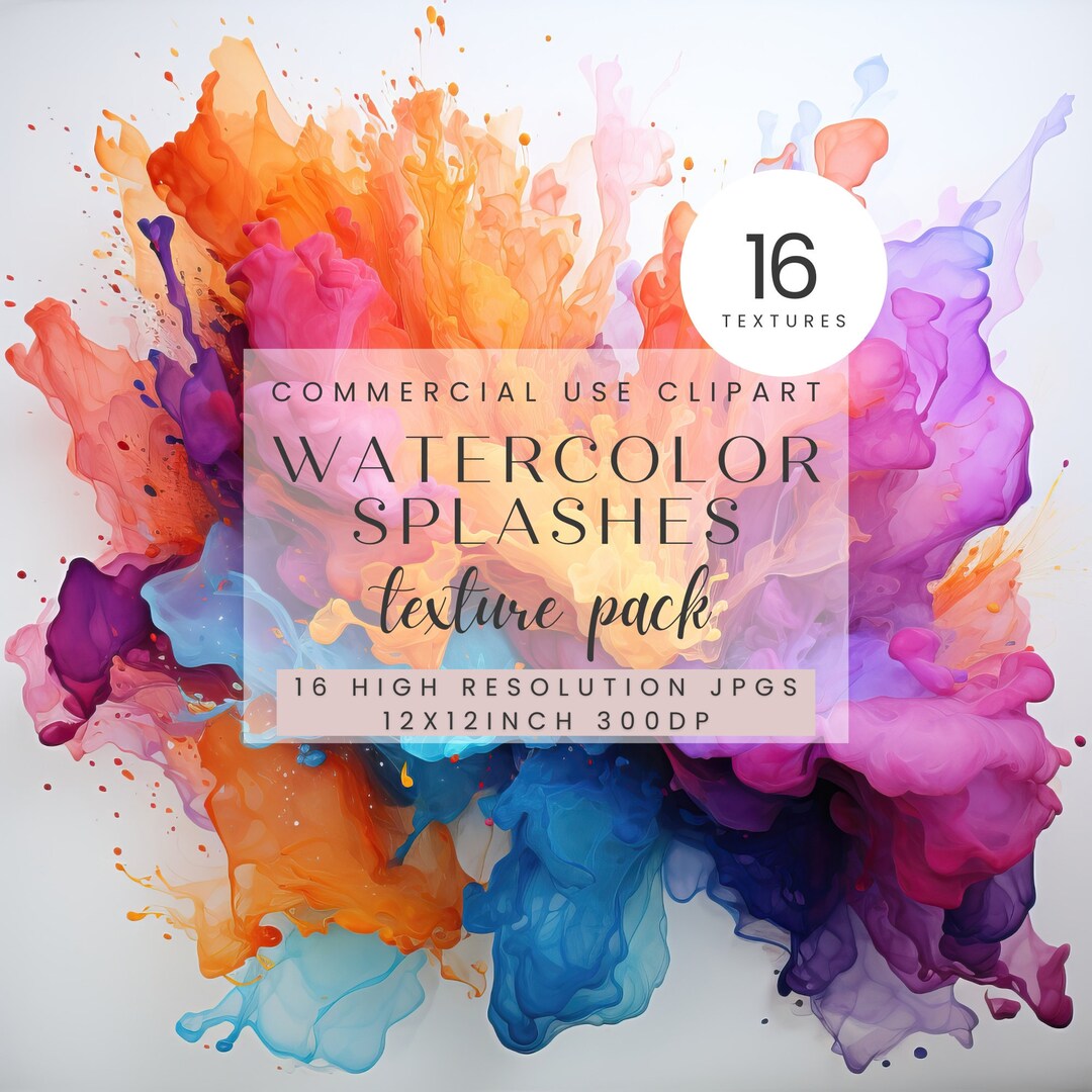 Abstract Digital Background Texture Paper Pack, Watercolor Spashes Ink ...