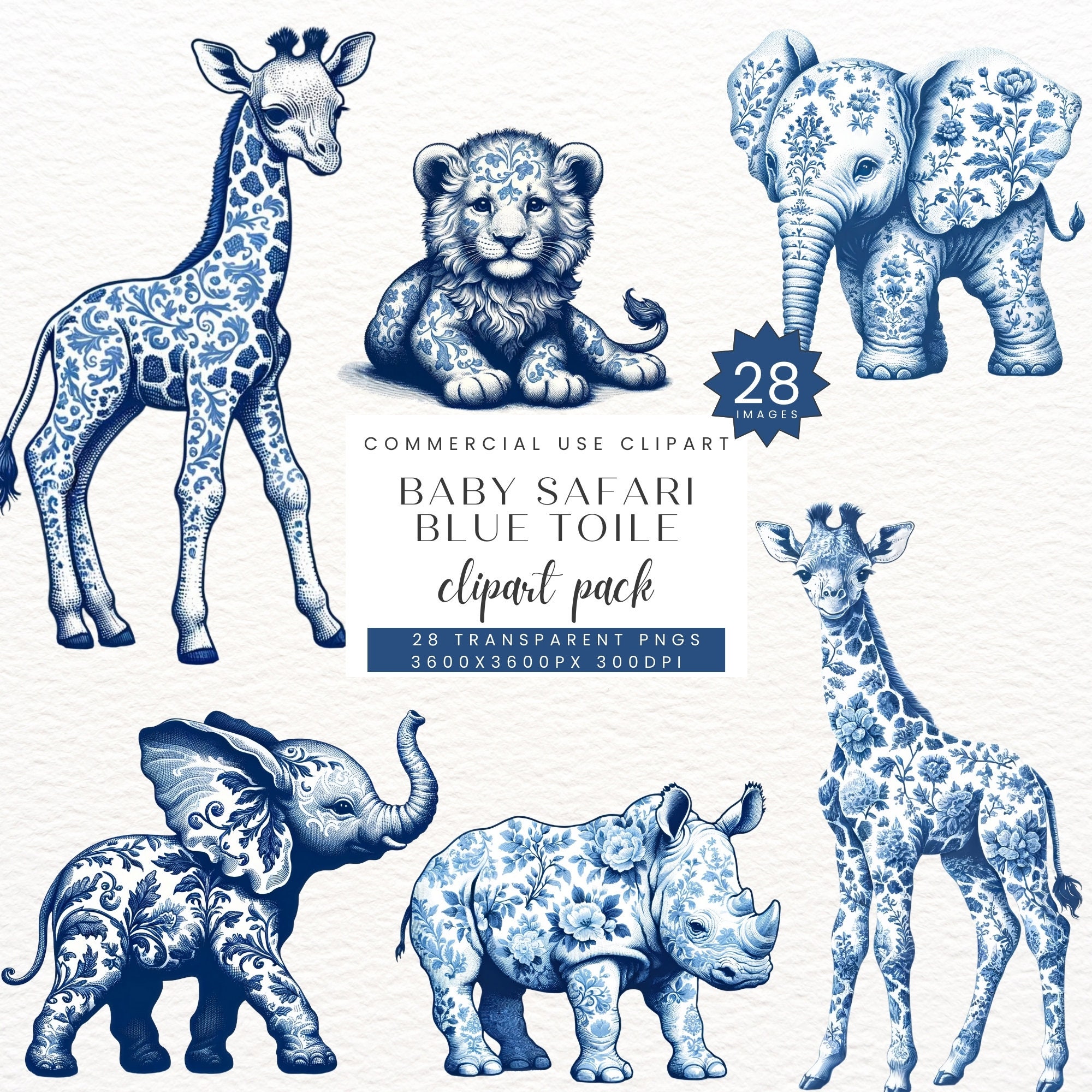 Safari Toile Baby Shower, Toile Blue Baby Animals, Leapard, Lion ...