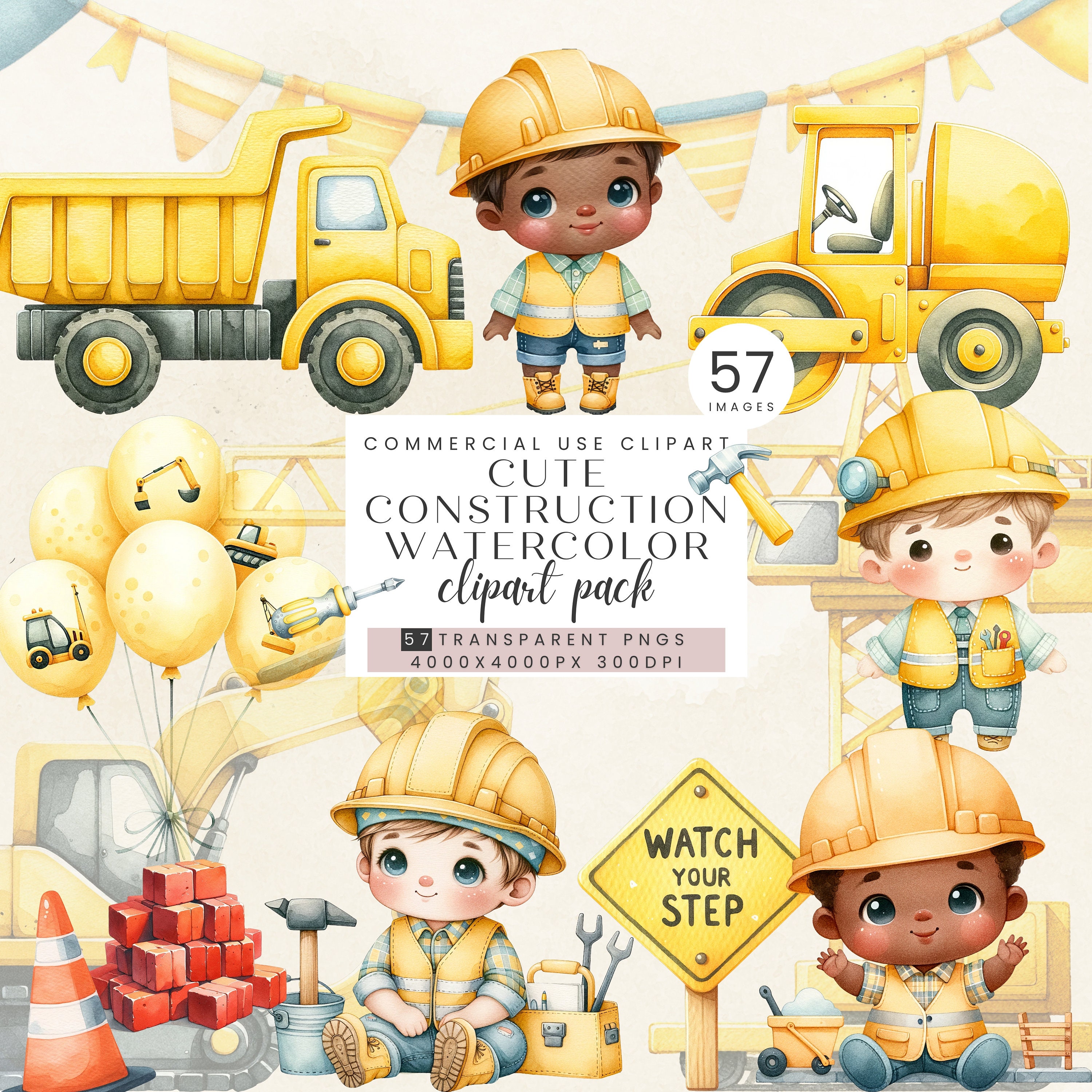 Construction Party Crew Clipart, Dump Truck Birthday Boy Party Clip Art ...
