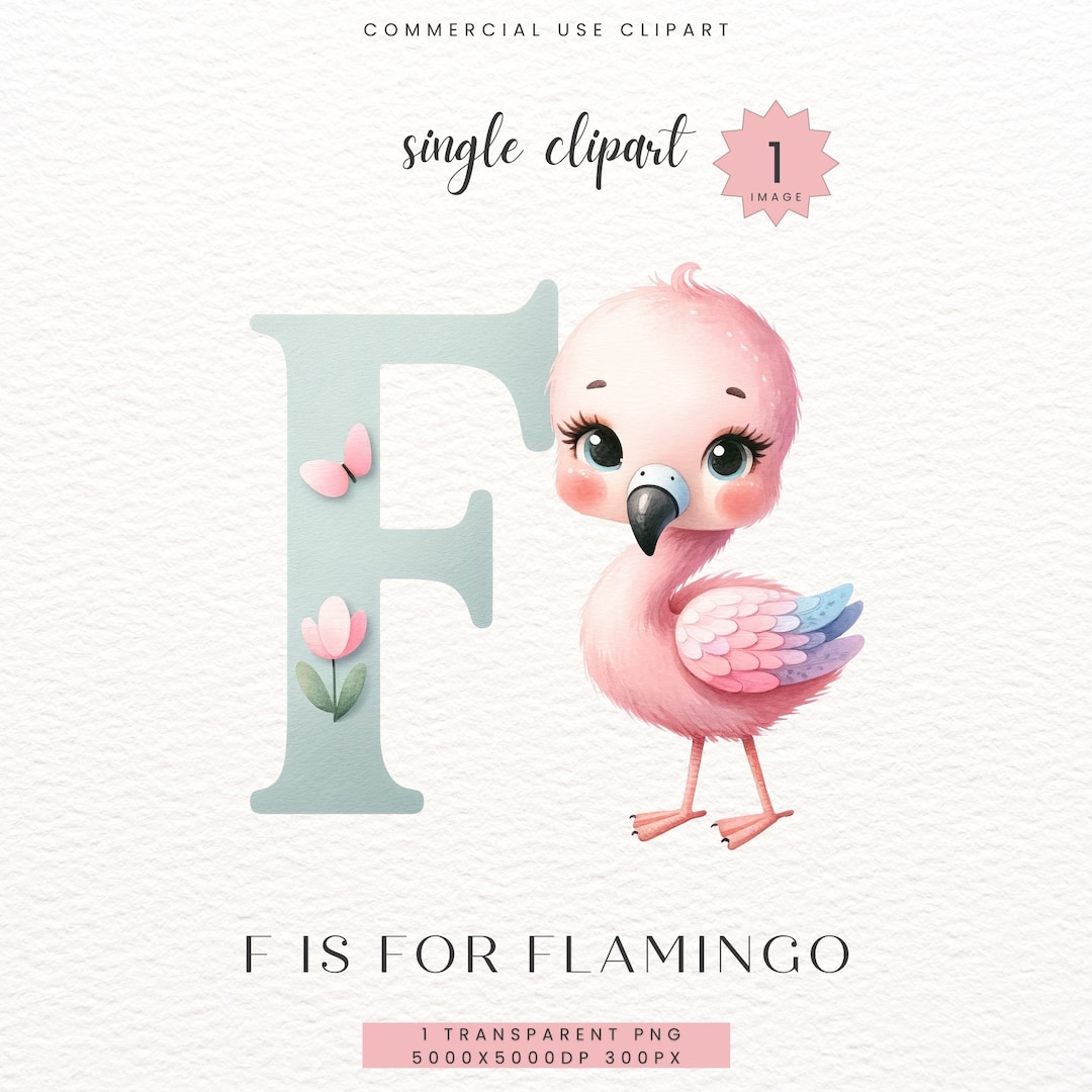 Flamingo Pink Alphabet Clipart Muted, Baby Girl Shower Gift, Nursery ...