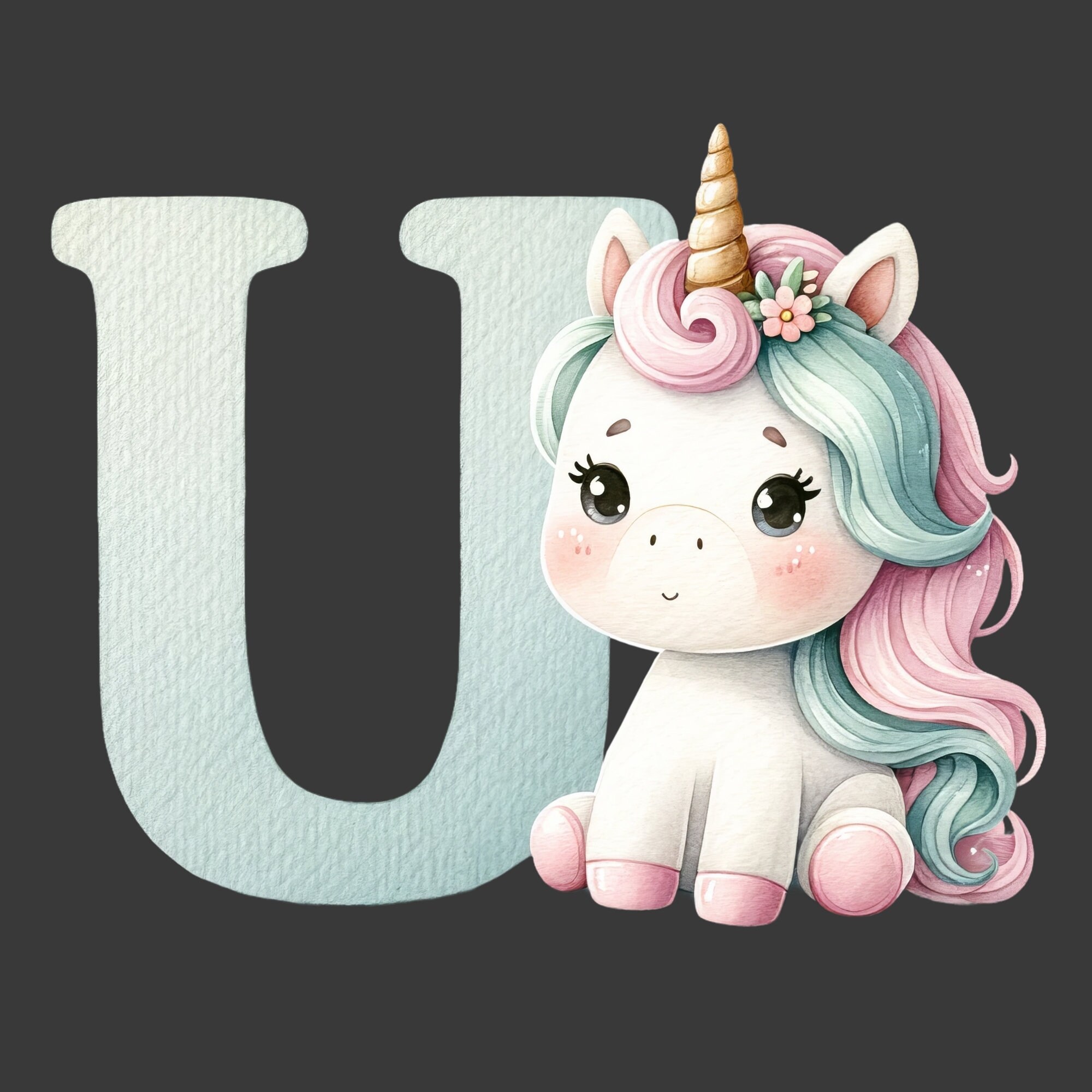 Unicorn Alphabet Clipart, Baby Boy Girl Shower Gift, Nursery Child Room ...