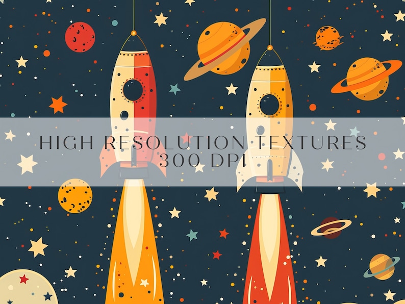 Outer Space Mixed Media Scrapbook Paper, Stars, Planets, Spaceship ...