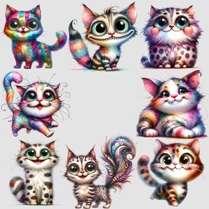 Quirky Cats PNG, Cute Cat Clipart, Funny Animal Digital Download ...