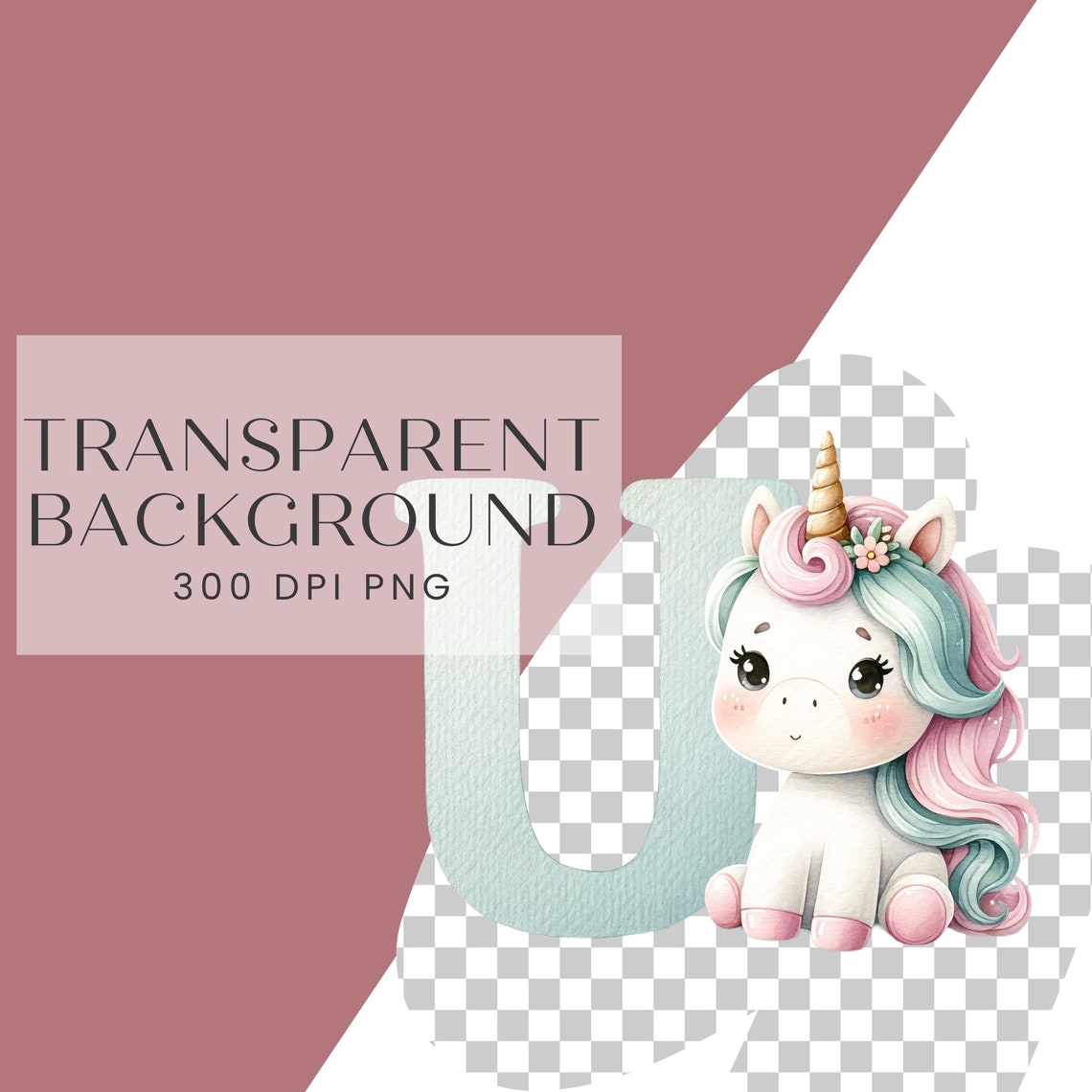 Unicorn Alphabet Clipart, Baby Boy Girl Shower Gift, Nursery Child Room ...